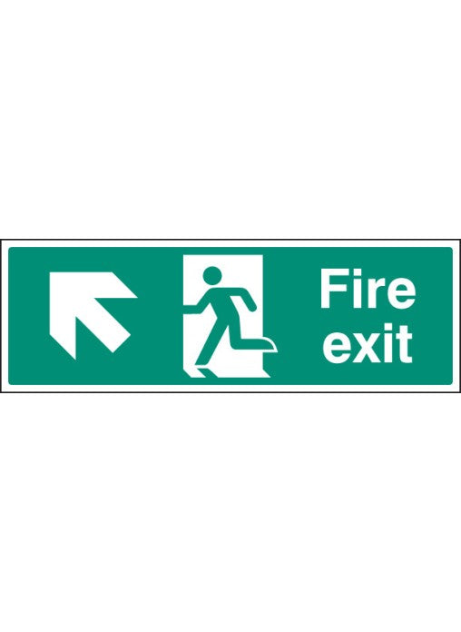 Fire Exit Safety Sign - Up and Left — GHC (UK) LTD T/A Safety Plus
