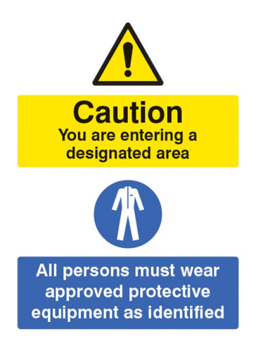 Designated Area All Persons Must Wear PPE Safety Sign — GHC (UK) LTD T ...