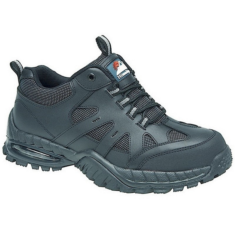 4041 Black Leather Air Bubble Trainer Shoe with EVA/Rubber Sole and Mi ...