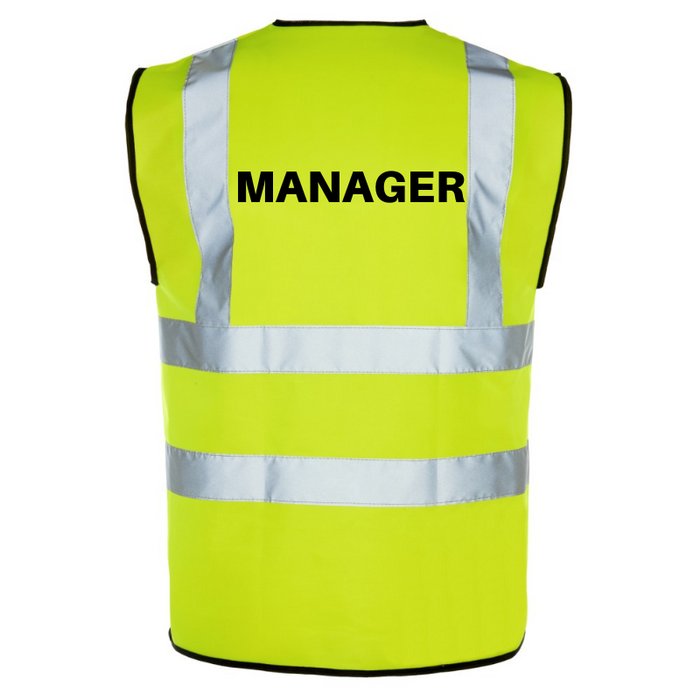 MANAGER Printed Hi-Viz Waistcoat - High Visibility Vest — GHC (UK) LTD ...